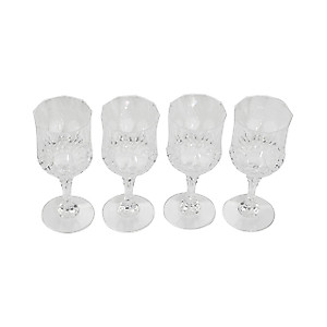 Home-X - Elegant Unbreakable Hard Plastic Crystal Goblets | Ideal For Wine & Champagne | Perfect Stem Glass For Parties, Weddings, Outdoor Events, BBQ and Picnics