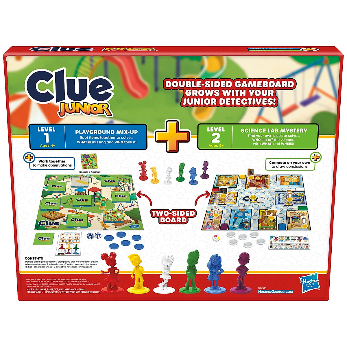 Clue Junior Board Game | 2-Sided Gameboard, 2 Games in 1 | 2 to 6 Players | Mystery Games for Kids | Back to School Gifts | Classroom Preschool Games | Ages 4+