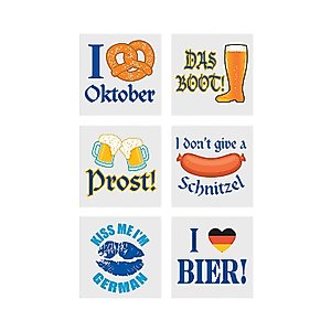Fun Express - Oktoberfest Temporary Tattoos - Apparel Accessories - Temporary Tattoos - Regular Tattoos - 72 Pieces