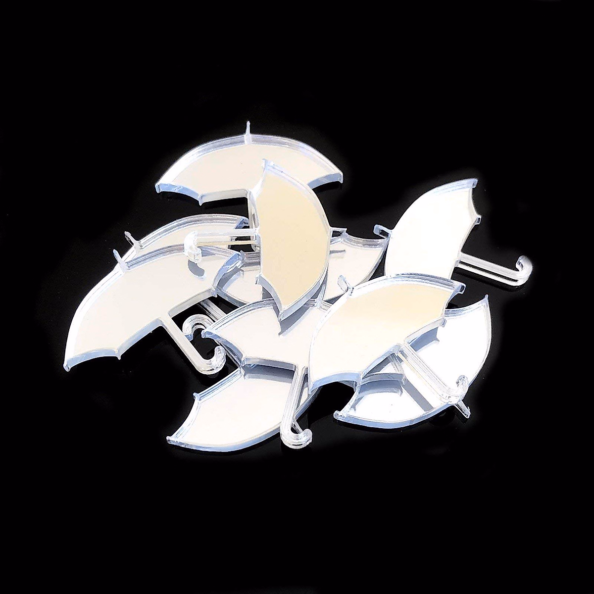 Super Cool Creations Umbrella Shaped Crafting Mirrors, Set of 10, Many Colours, Shatterproof Acrylic, Green, Pack of 10 x 4cm