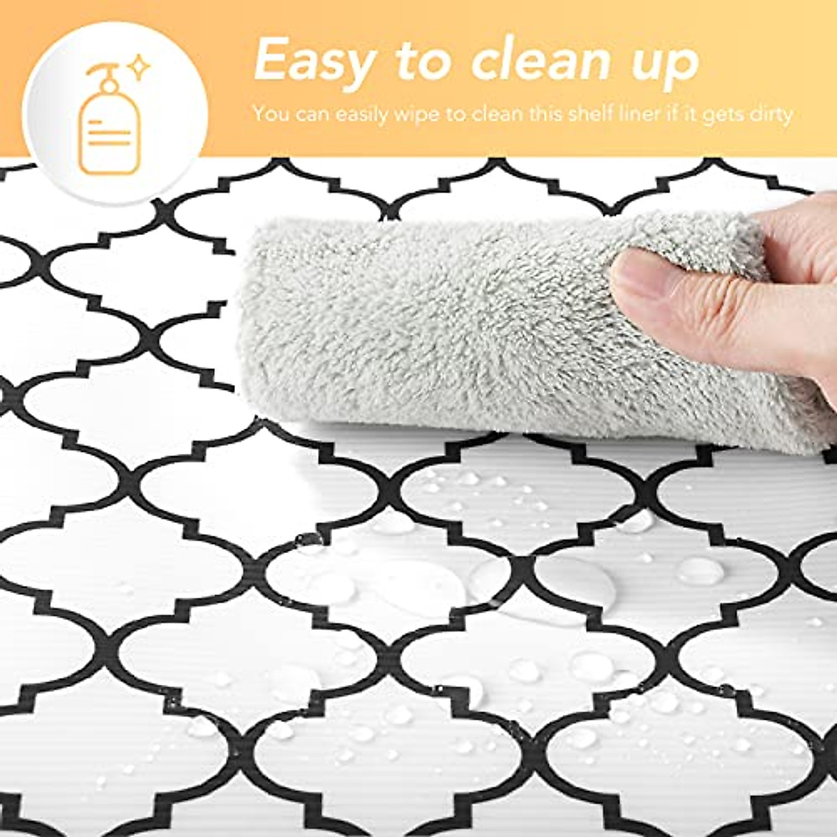 Glotoch Express Non Slip Shelf Liners for Kithchen Cabinets, Premium Cabinet Liners for Shelves, Fridge, Bathroom, Pantry, 12" X20FT, White and Black