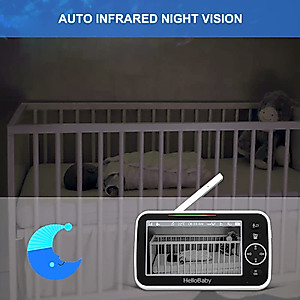 Baby Monitor- 5" 720P HD Display Video Baby Monitor with Camera and Audio, Remote Pan&Tilt&Zoom, Feeder Alert, Night Vision, Lullaby Player,Long Range