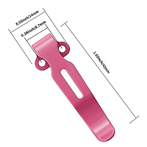 Deep Carry Pocket Clips for Benchmade, Emerson, Protech and More, Pink Coating Stainless Steel Pocket Knife Clip Replacement with 2 Pieces Screws