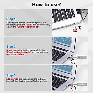 Mouse Jiggler Undetectable Metal USB Mouse Mover with Switch Button, Automatic Mouse Shaker with 2 Jiggle Modes, Driver-Free, Plug & Play, Keep Computer/Laptop Awake, with USB-C Adapter, Rose Gold
