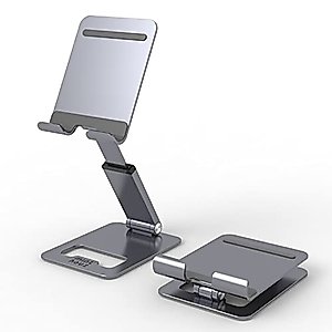 Minthouz Extendable Cell Phone Stand, Aluminium Phone Holder for Desk, Multi-Angle/Height Adjustable Phone Stand Compatible with iPhone 14 13 Pro Max Mini 12 11 and More 4.7"-7.9" Smart Phones -Gray