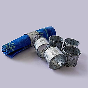 Kaizen Casa Galvanized Design Rustic Style Metal Napkin Ring for Dinning Table Parties Everyday, Set of 6