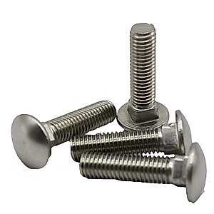 (10pc) Stainless Steel Carriage Bolt (3/8"-16 Coarse Thread x 2-1/4" Length) by SANTIE