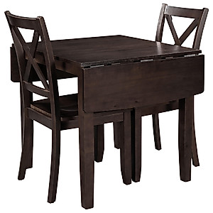 Merax Dining Table Set for 2, Extendable Design with Wood Drop Leaf Top and Wooden Chairs, 3 Piece, Espresso