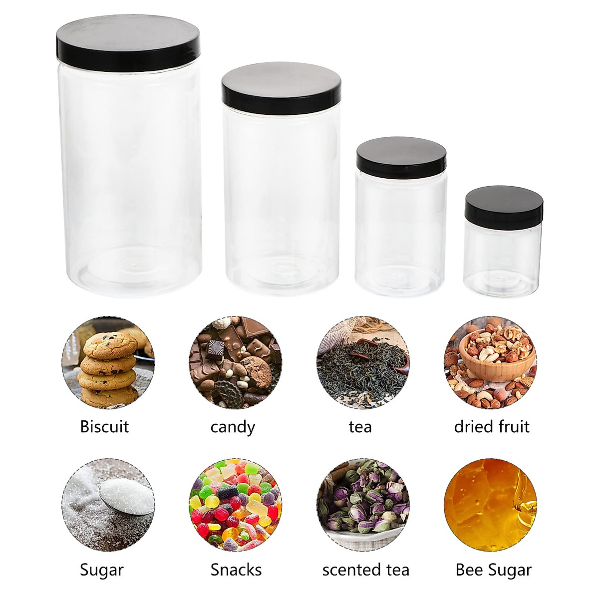 8pcs Plastic Storage Tank Nut Container Storage Sealed Can Food Jar Cookie Jar Coffee Bean Jar Transparent Sealed Bottles Storage Can Dried Fruit Jar Tea Jar