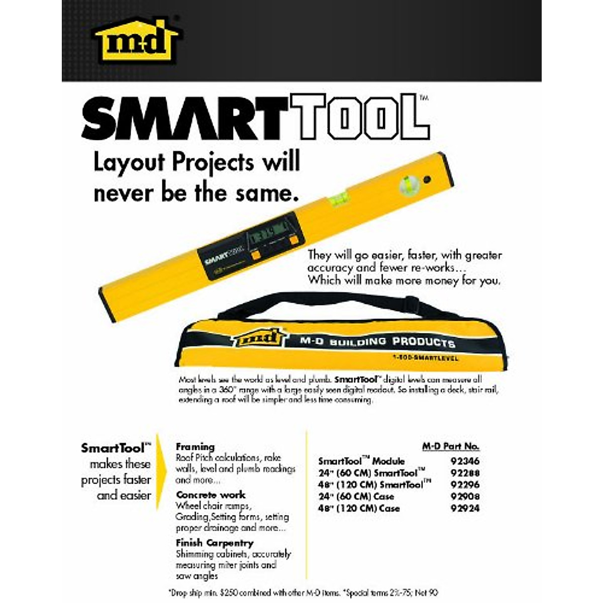 M-D Building Products 92325 4ft Digital Level - Smart & Precise Tool for Accurate Leveling with Slope Percentage