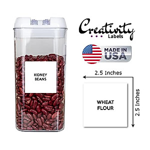 144 Modern Kitchen Pantry Labels for Food Storage Containers, Waterproof Printed on White Glossy Labels, Household Stickers + Numbers, Water Resistant, Organization for Jars and Canisters