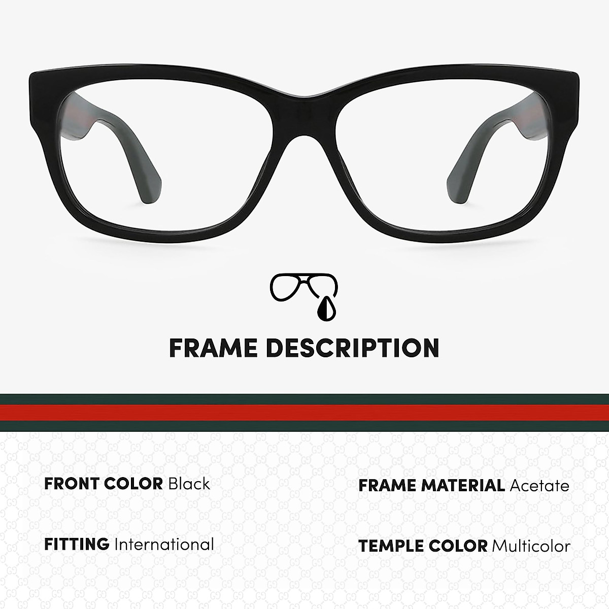 Gucci GG0278O Designer Fashion Eyeglasses Stylish Wide Rectangular Frame Eyewear with Luxury eSHADES Kit - Embrace Sophistication and Elegance