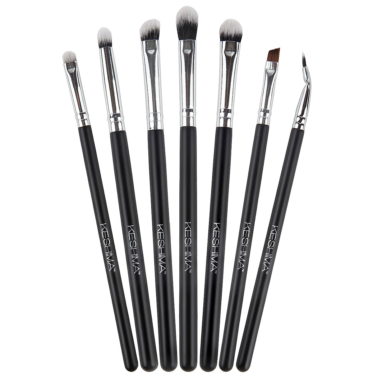 Keshima Professional Eye Makeup Brushes Set with Eyeshadow Brush, Eye Shadow Blending Brush, Smudge, Angled Crease, Pencil, Angled Eyeliner and Bent Eyeliner Brushes