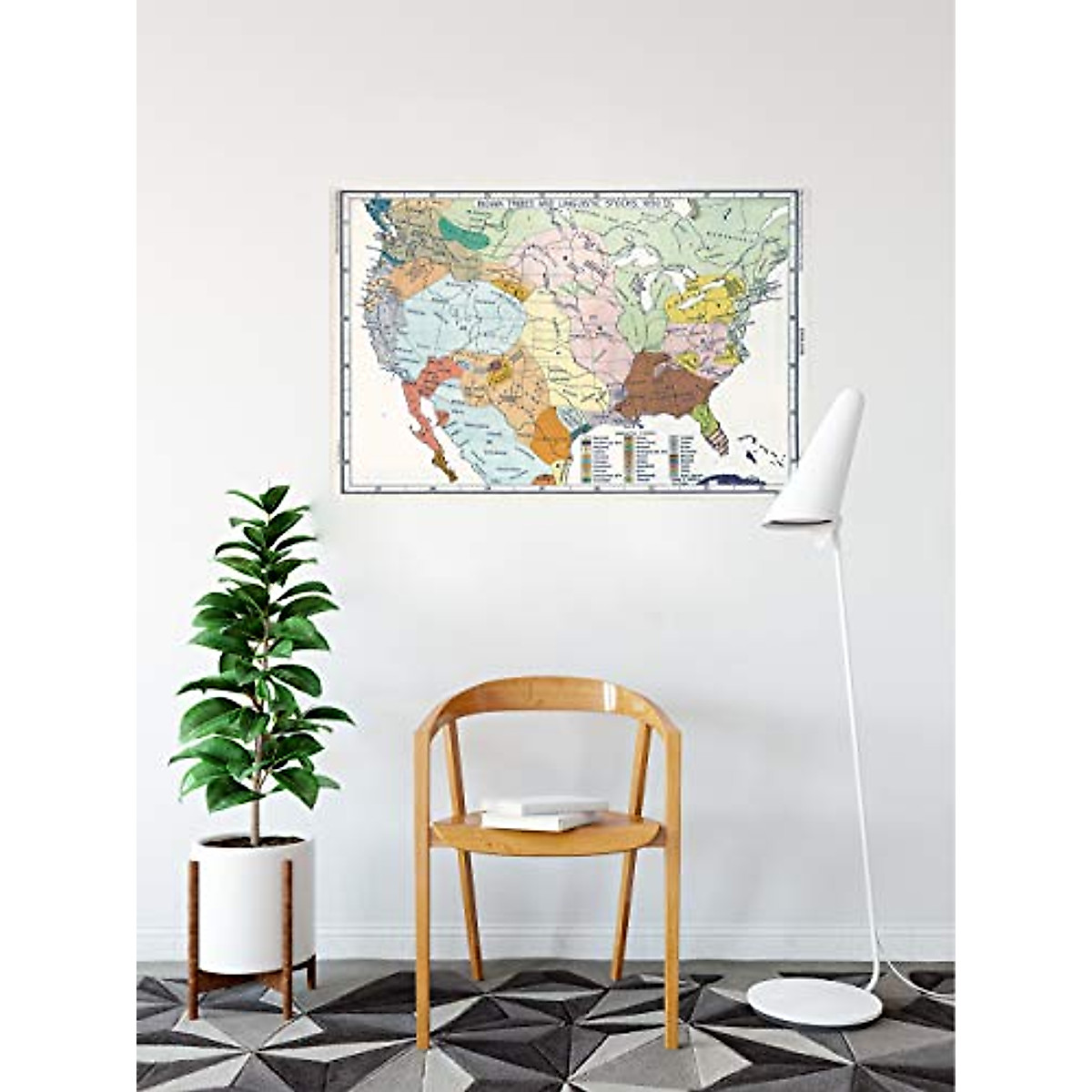 Historical Poster |1650 US Map Native American Indian Tribes Languages (16"x23")