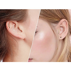 Melighting Gold Helix Earrings 14K Cartilage Earrings 16G Gold Tragus Piercing Jewelry Clear CZ Stud Earring Conch Piercing for Women Men Gift