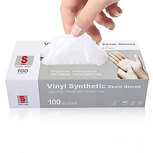 Oh! Trendy Disposable Medical Clear Vinyl Exam Gloves Industrial Gloves - Latex-Free & Powder-Free 100PCS (Small)