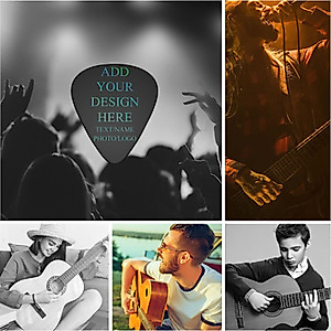 12 PCS Custom Guitar Picks Personalized Your Own Image Text Photo Guitar Plectrums Comfortable Feel Picks for Bass Electric Acoustic Guitars Ukulele Includes 0.46mm 0.71mm 0.96mm