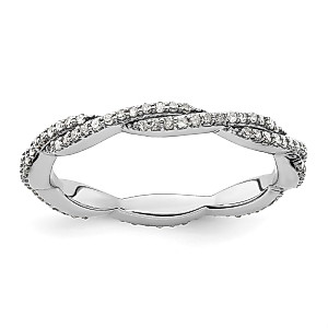 IceCarats 925 Sterling Silver Diamond Stackable Wedding Band Ring Size 6.00