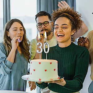 21st & 12th Birthday Candles, Silver Number 21 12 Candle for Cake, Happy Birthday Cake Topper Decoration for Birthday Anniversary Celebration Party Supplies