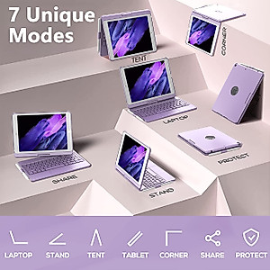 Touchpad Keyboard Case for iPad 10.2 9th/8th/7th Gen, Keyboard Case for iPad 9th Generation/8th/7th Gen-360° Rotatable Protective Cover for iPad Keyboard 9th/8th/7th Gen with Pencil Holder (Purple)