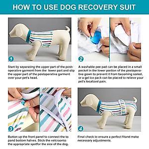 Leekalos Recovery Suit for Dogs After Surgery,Soft Breathable Dog Bodysuit Surgical Recovery Suit,with Ice Pad Removable Jumpsuits for Small Medium Large Dogs