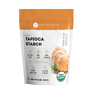 Kate Naturals Tapioca Starch Flour for Baking & Soups (12oz). USDA Organic Tapioca Flour for Boba, Body Butter, Keto & Vegan. Non-GMO, Gluten Free Tapioca Flour Organic for Cooking