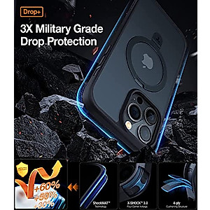 TORRAS Magnetic for iPhone 14 Pro Max Case [Compatible with Magsafe] with Stand, [Military Grade Drop Protection] Shockproof Translucent Back Slim Protective Phone Case (2022), Black