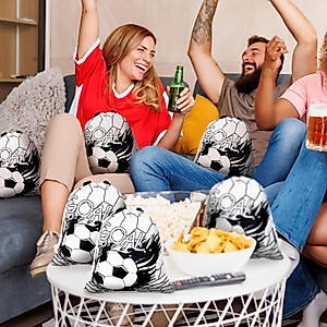 Xuhal 24 Pcs Soccer Party Favors Bags Soccer Drawstring Bags Soccer Team Gift Goodie Treat Bags Sports Theme Backpack Bags for Soccer Birthday Party Decoration Baby Shower Supplies(Black, White)