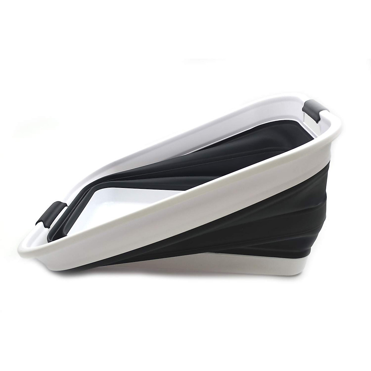 SAMMART 42L(11 gallon) Collapsible Plastic Laundry Basket-Foldable Pop Up Storage Container-Portable Washing Tub-Space Saving Basket,Water capacity 34L(9 gallon) (1 Rectangular - strengthen, Black)