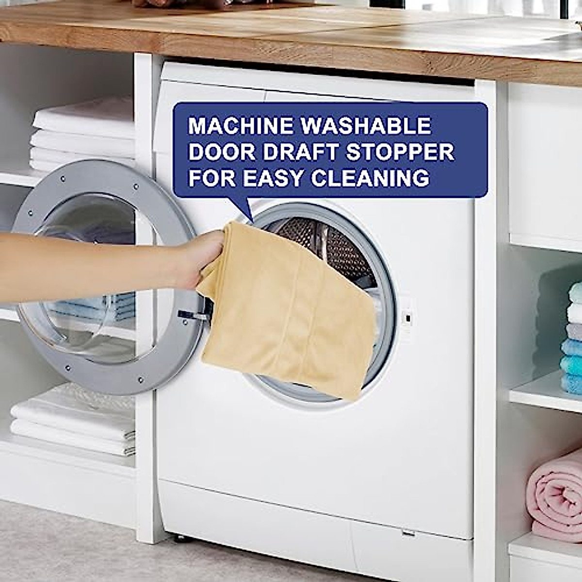 HADOR Door Draft Stopper Noise Blocker 36 Inches for Bottom of Door, Light Yellow Twin Triangular Under Door Draft Stopper Seal Gap Machine-Washable Air Blocker