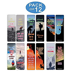 Creanoso Inspiring Rock Climbing Sayings (12-Pack) – Six Assorted Quality Bookmarker Cards Bulk Set – Premium Gift for Climbers, Professionals, Men & Women, Adults – Adventure Giveaway Ideas