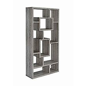 Coaster Furniture Geometric Cubed Rectangular Bookcase 11.5" D x 35.5" W x 70.75" H Weathered Grey 800512