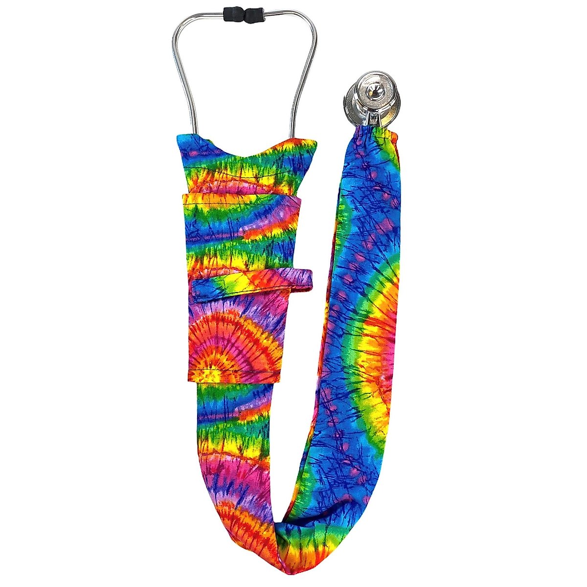Tie Dye Print - Sparkling EARTH Stethoscope Cover - 100% Cotton, Built-in Utility Pocket with Hook and Loop Utility Strap - Made in The USA!
