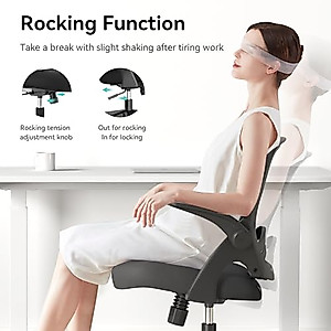 Hbada Office Chair, Desk Chair with Flip-Up Armrests and Saddle Cushion, Ergonomic Office Chair with S-Shaped Backrest, Swivel, Mesh, for Home and Office, Black