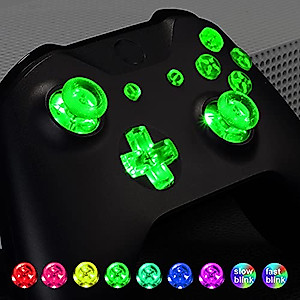 eXtremeRate Multi-Colors Luminated Dpad Thumbsticks Start Back ABXY Action Buttons (DTF) LED Kit for Xbox One Standard, Xbox One S X Controller 7 Colors 9 Modes Button Control -Controller NOT Included