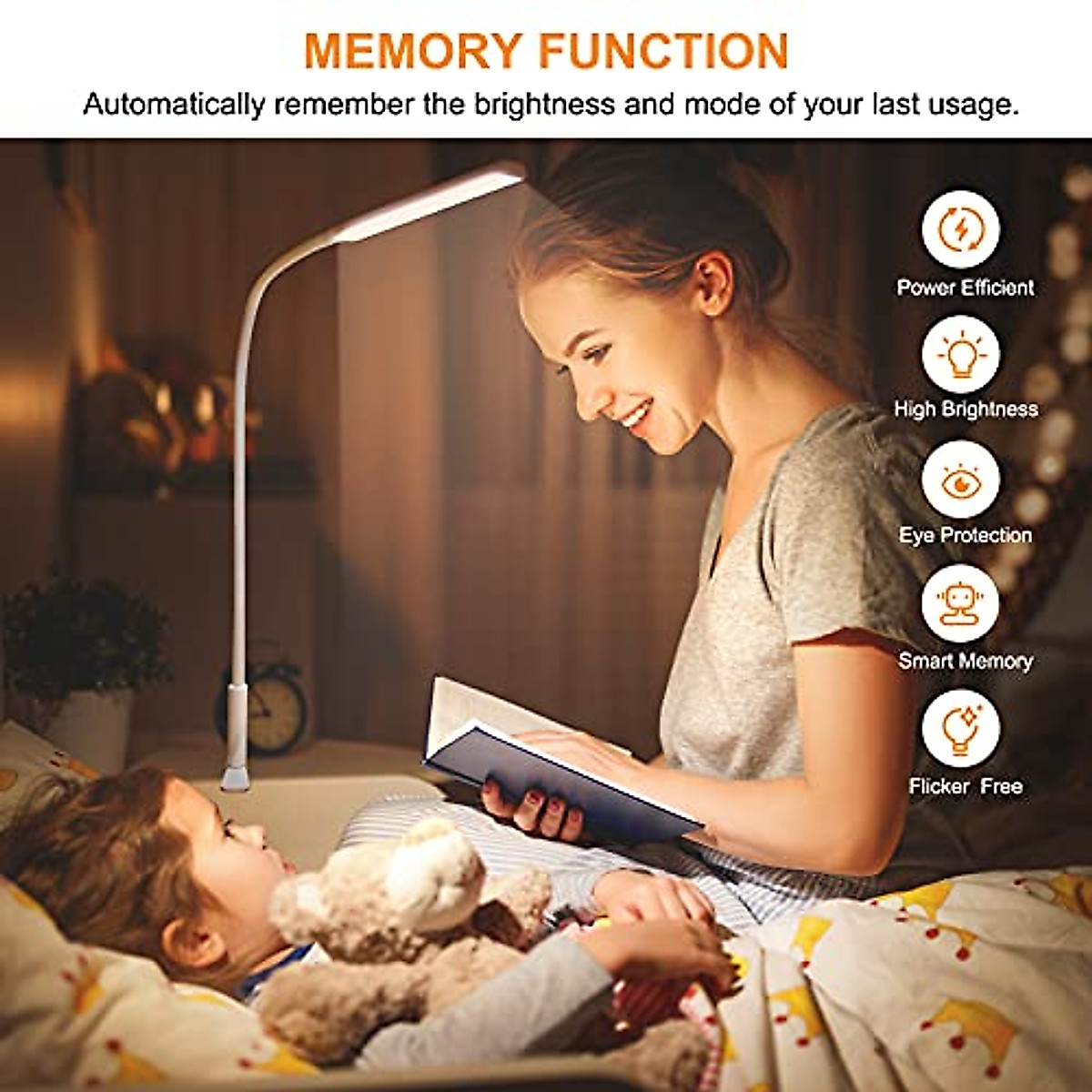 LED Desk Lamp, YOTUTUN Swing Arm Table Lamp with Clamp, Flexible Gooseneck Task Lamp, Eye-Caring Architect Desk Light, 3 Modes 10 Brightness Levels, Memory Function Desk Lamps for Home Office, 10W