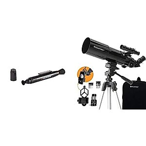 Celestron - 80mm Travel Scope - Portable Refractor Telescope - Bonus Astronomy Software Package - Digiscoping Smartphone Adapter & LensPen - Optics Cleaning Tool, Black (93575)