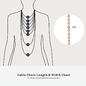 KEZEF Cable Chain Necklace Sterling Silver Italian 1.3mm Rose Gold Plated Nickel Free 20 inch