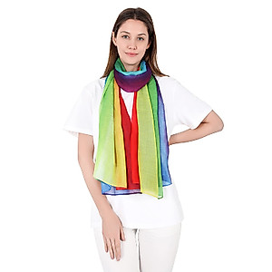BlueSkyDeer womens Shawl Lightweight Rainbow Colors Fashion Scarves Sunscreen, Multicolor, Large