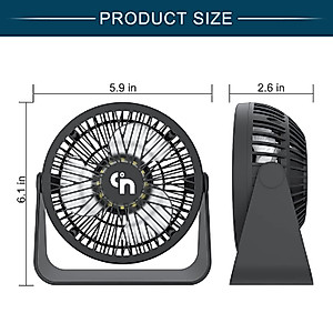 WayToLight 5.3 inch USB Desk Fan with LED Light, 3 Speeds, 360° Adjustment, Portable Mini Desktop Table Fan, Small Personal Cooling Fan for Home Office Outdoor, Black