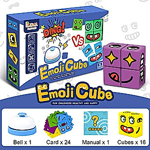 NooQee Expressions Matching Block Puzzle Educational Games Toy Face-Changing Cube Building Block for Kids Preschool 3 Years and Up