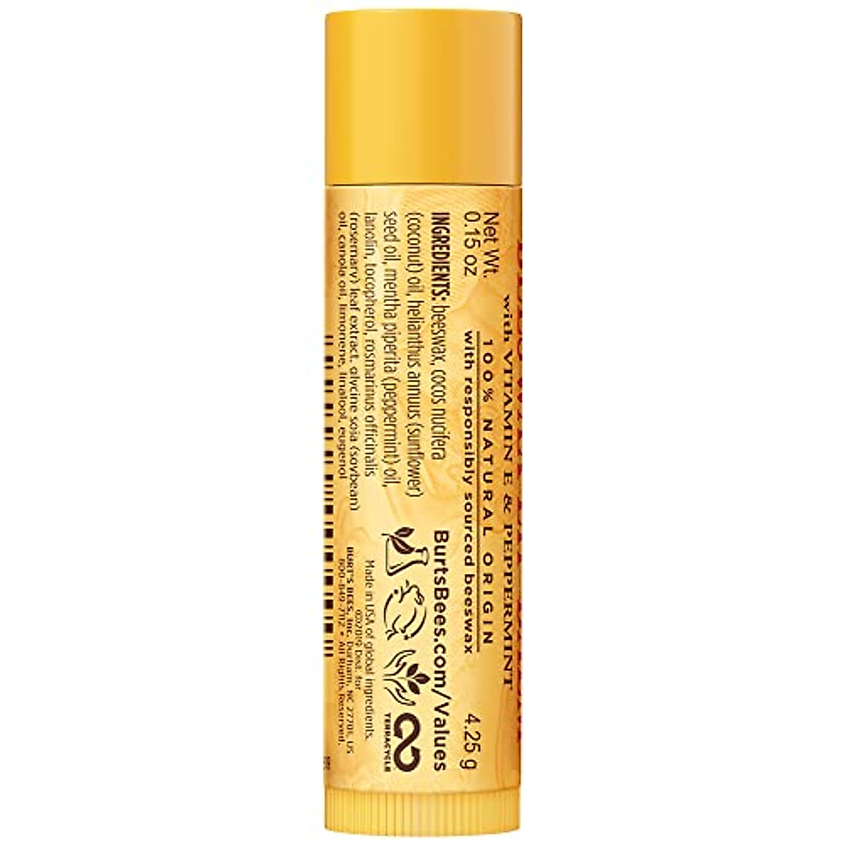 Burt's Bees 100% Natural Origin Moisturizing Lip Balm, Original Beeswax with Vitamin E & Peppermint Oil 0.15 Ounce Tube