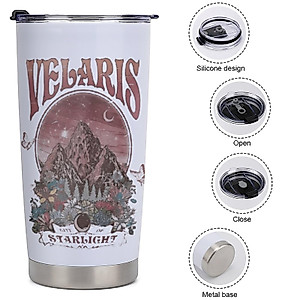 Velaris City Of Starlight Tumbler Acotar The Night Court Bookish 20 Oz Stainless Steel Insulated Tumblers with Lid And Straw Bookish Acotar Travel Coffee Mug Gifts
