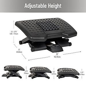 Mind Reader Adjustable Height Ergonomic Foot Rest with Massage Rollers, Black