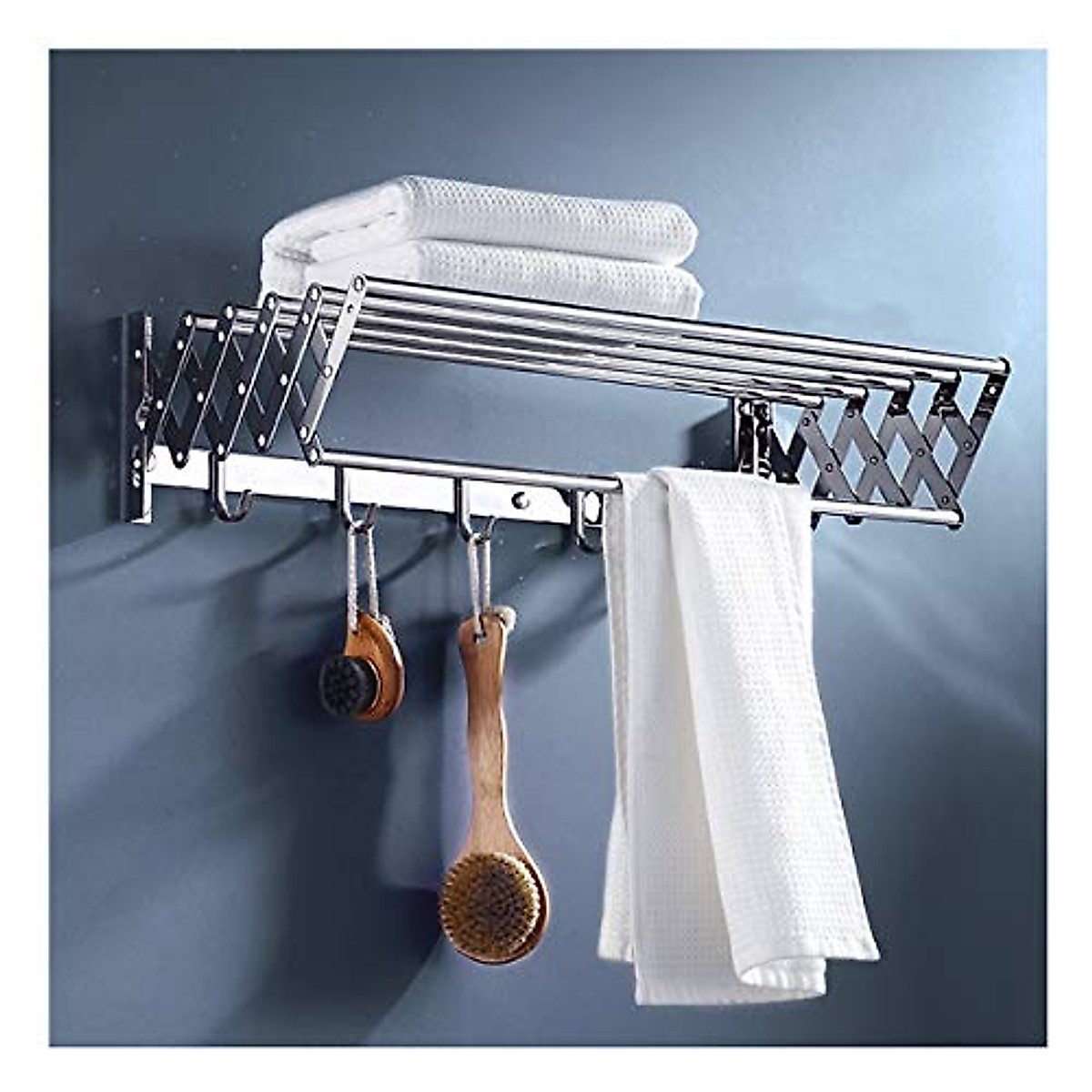 ZCXBHD Drying Rack for Bathroom Clothes Airer 304 Stainless Steel Wall-Mounted Collapsible Polished Perforated Installation 50-80cm (Size : 60cm)