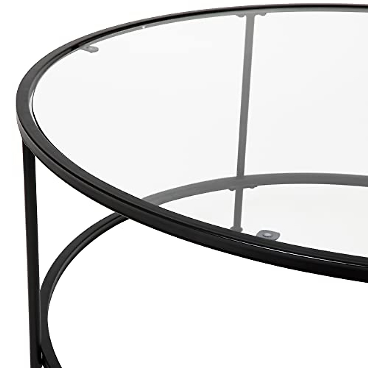 Flash Furniture Astoria Collection Round Coffee Table - Modern Clear Glass Coffee Table - Matte Gold Frame