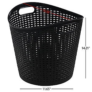 Yuright 6-Pack 30 L Plastic Laundry Hamper Basket, Large Clothes Storage Basket, Black