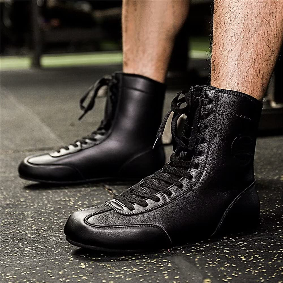 Mikrydco Men's Wrestling Shoes Professional Boxing Sneakers Lightweight Youth High Top Training Weightlifting Competition Footwear