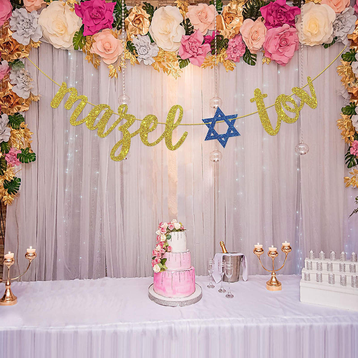 Helewilk Mazel Tov Banner, Bar Mitzvah/Jewish Decoration/Engagement/Wedding Party Decoration