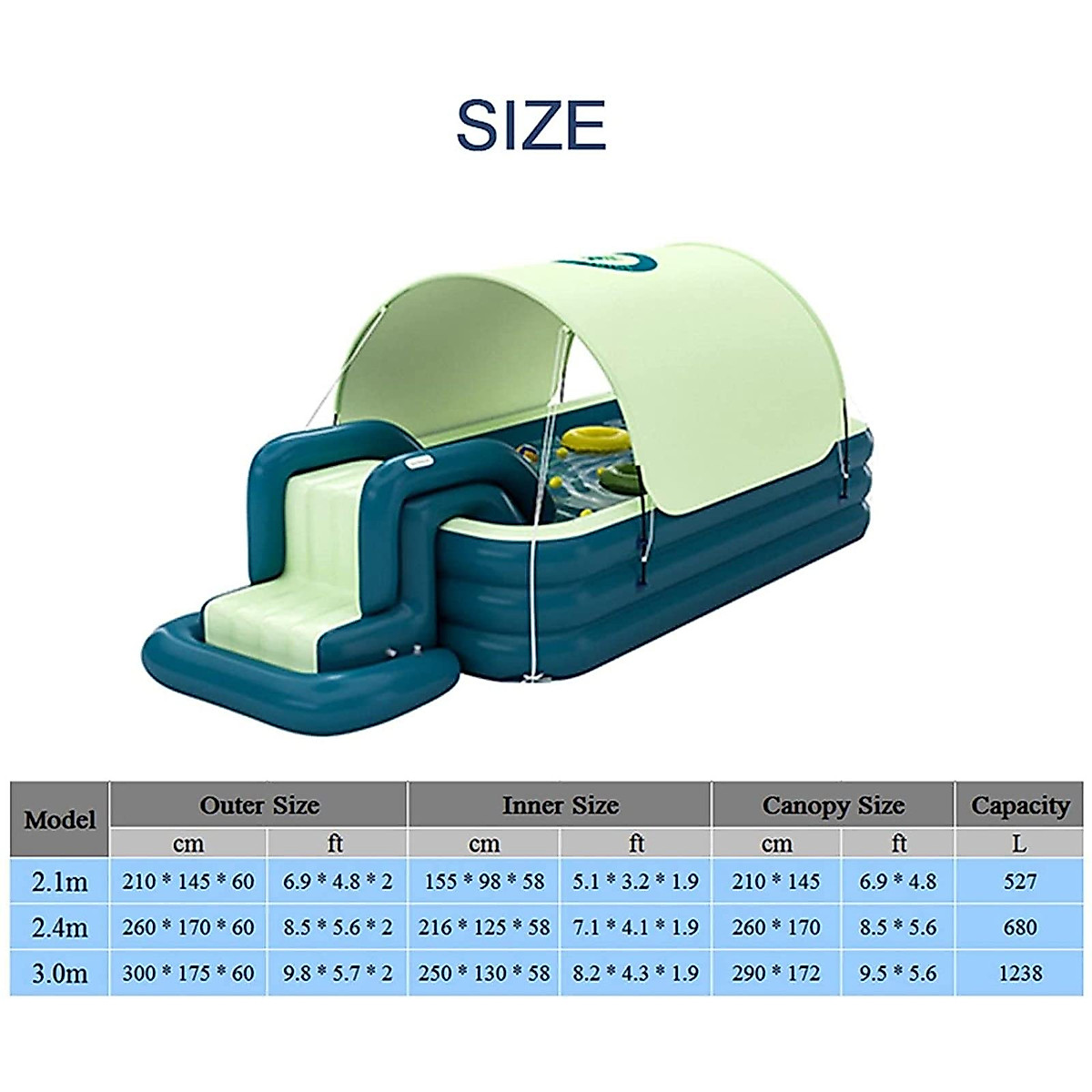 Inflatable Swimming Pool Toys Water Pool Slide Activity Center for toodlers Dogs Inflatable Swimming Pools for Over 3 Years Old,Yellow-3M